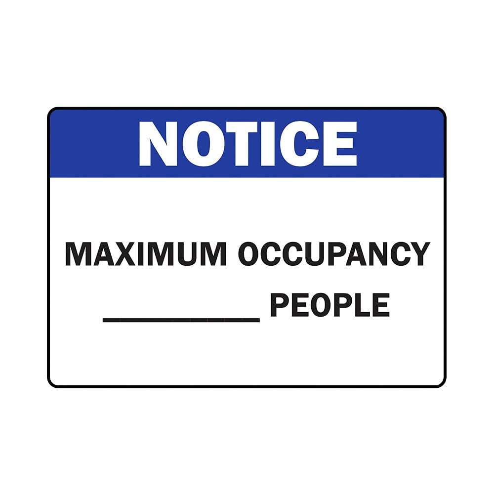 Maximum Occupancy Sticker Sign - Write-in Design - 10" x 7" Rectangular ...