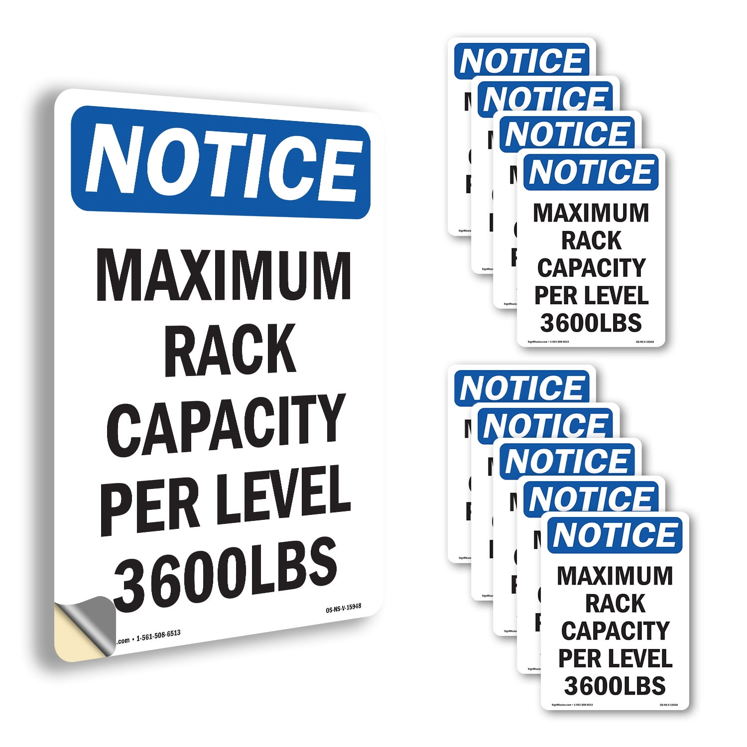 Maximum Rack Capacity Per OSHA Notice Vinyl Decal Label 5 Inch x 3.5 ...