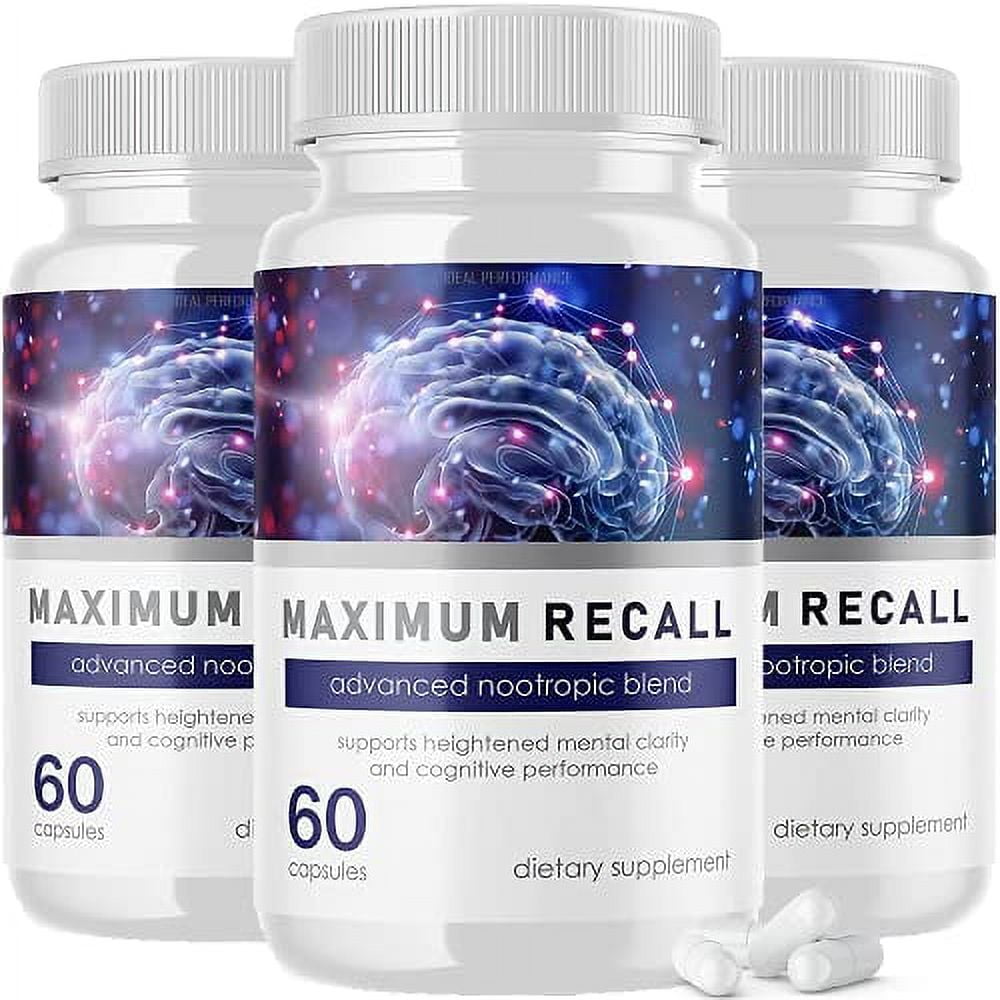 Maximum Recall Pills Brain Supplement Memory Vitamins (3 Pack - 180 ...