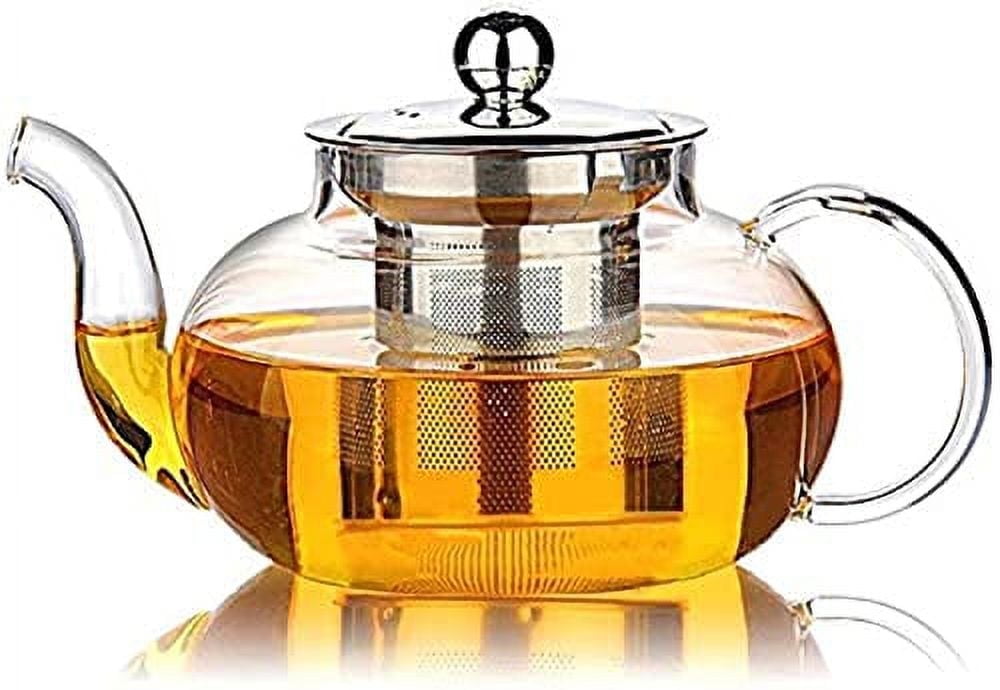 Maximum Slim Transparent Glass Teapot with Stainless Steel Infuser ...