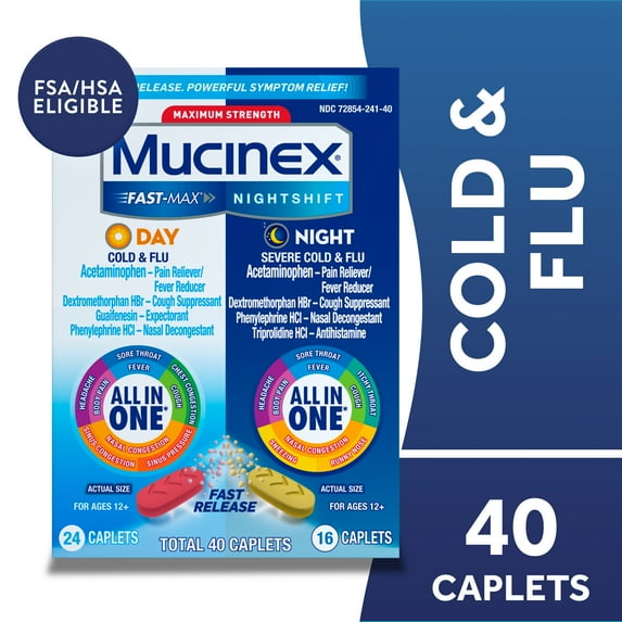 Maximum Strength Mucinex Fast-Max Day Cold & Flu & Nightshift Night ...