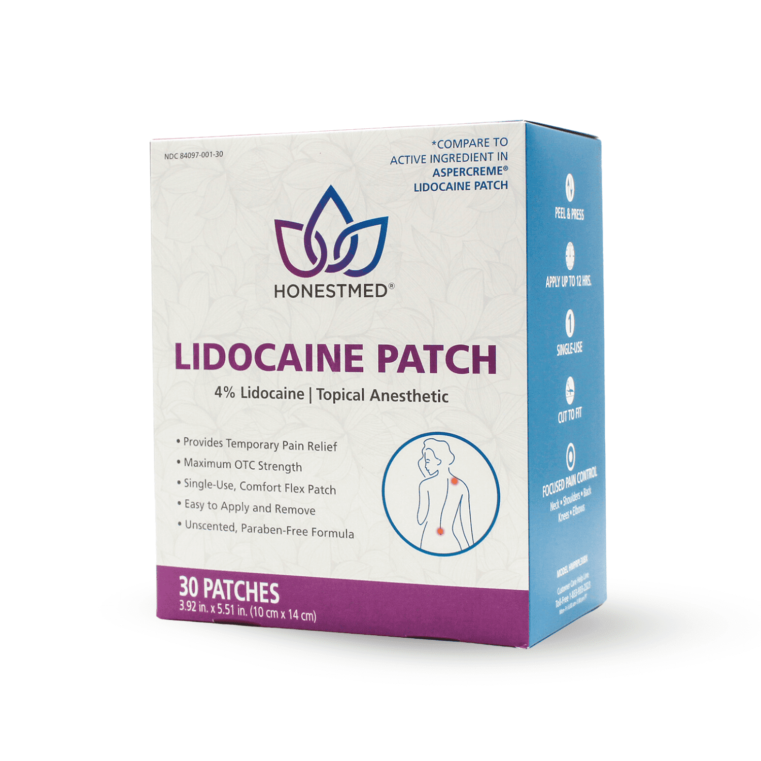 HonestMed Maximum Strength OTC Pain Relief Patch, 4% Lidocaine ...