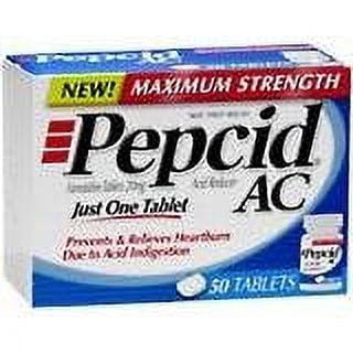 Maximum Strength Pepcid AC All-Day Heartburn Relief 50 ct 20 mg (Pack ...