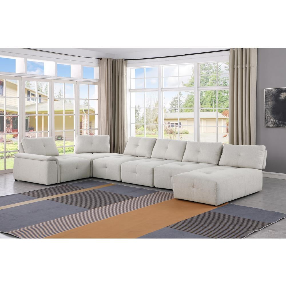 Maxine 7-Piece Linen Fabric Modular Sectional Sofa in. Beige - Walmart.com