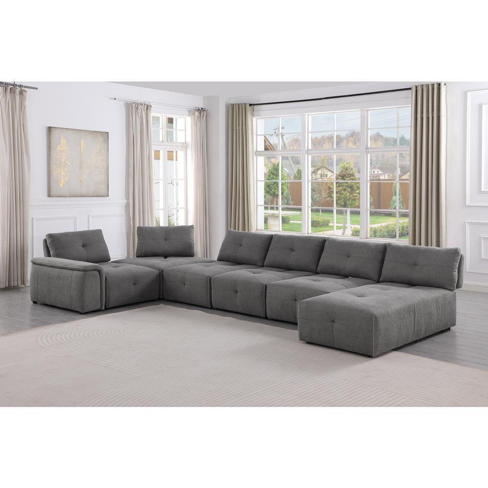 Maxine 7-Piece Linen Fabric Modular Sectional Sofa in. Gray - Walmart.com