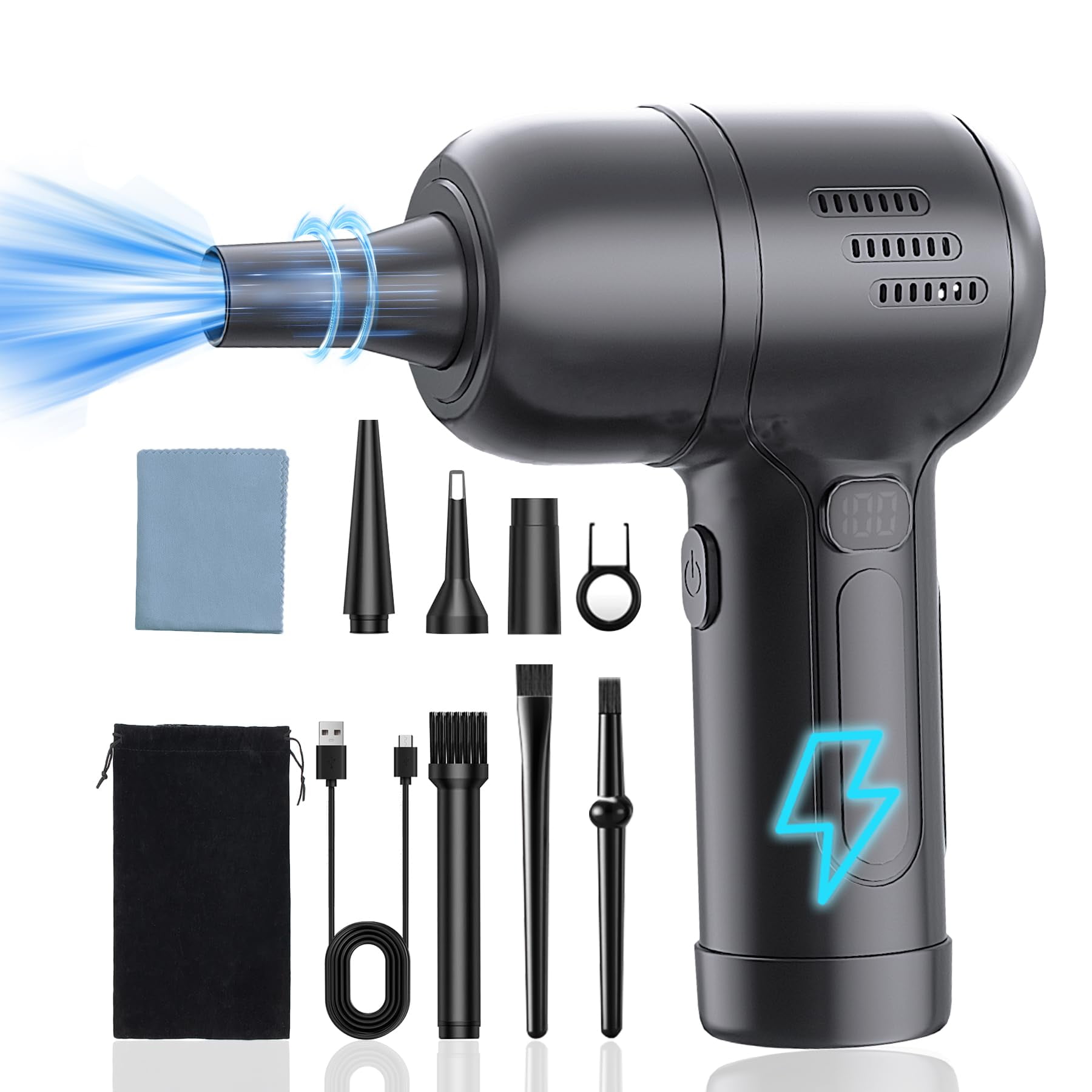 Maxisola Electric Compressed Air Duster, 3-Gear Dust Blower 100000RPM ...