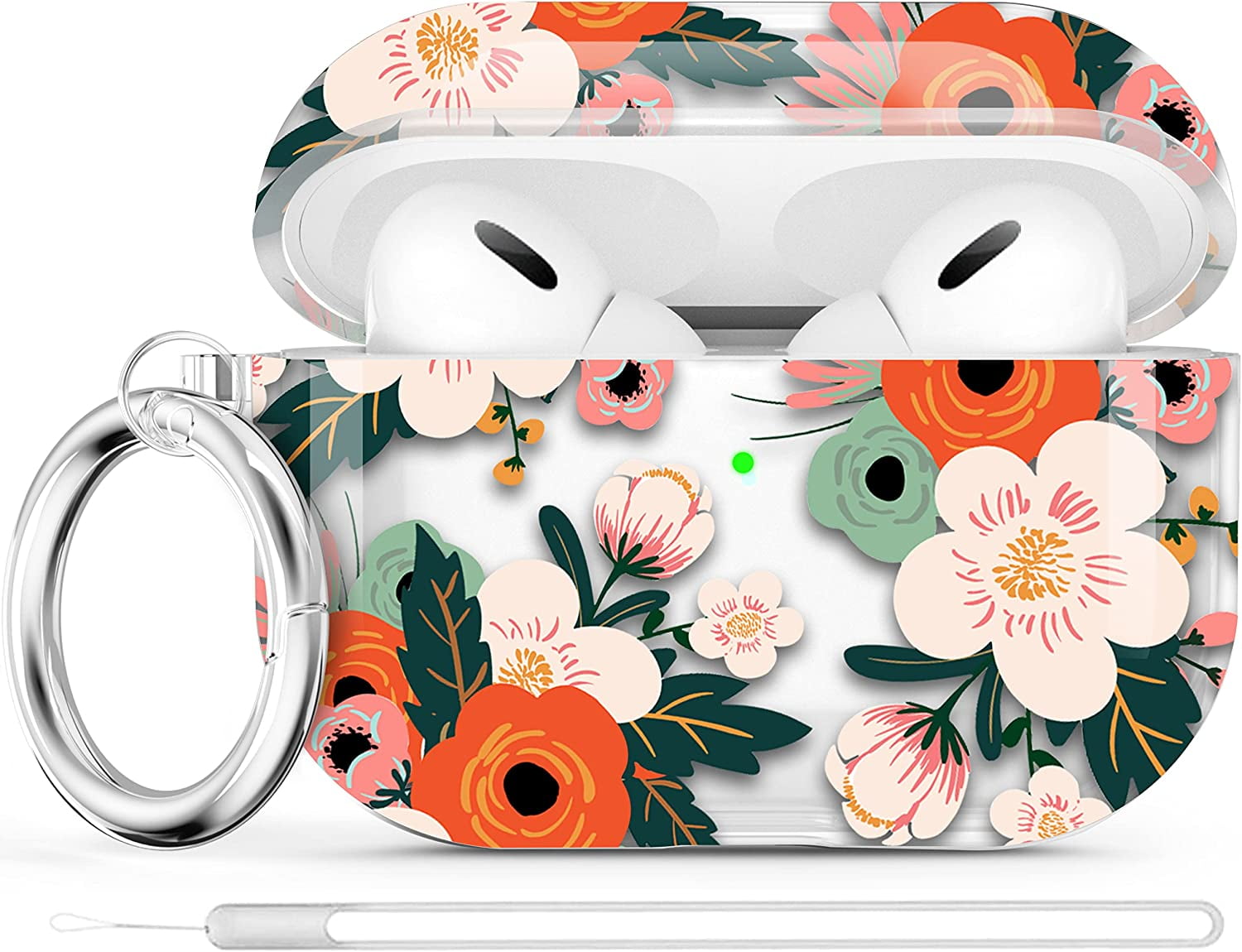 Maxjoy Cute AirPods Pro 2nd Gen Protective Case Cover, Clear Flower ...