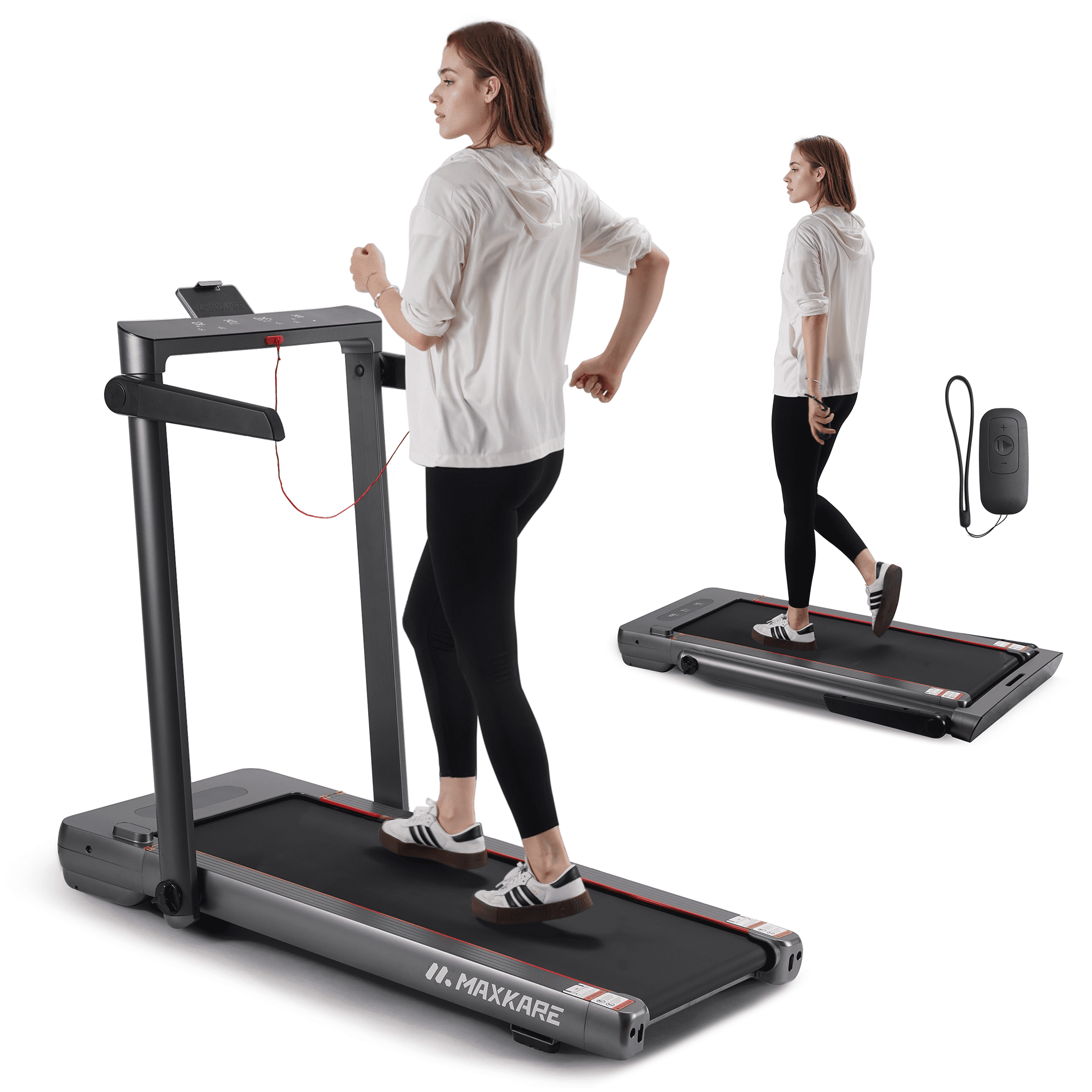 Maxkare 3.0HP Folding Treadmill, 2 in 1 Under Desk Treadmill, 0.5-9MPH ...