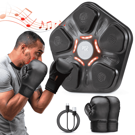 Maxkare Music Boxing Machine, Wall Mounted Punching Pad with Lights and ...