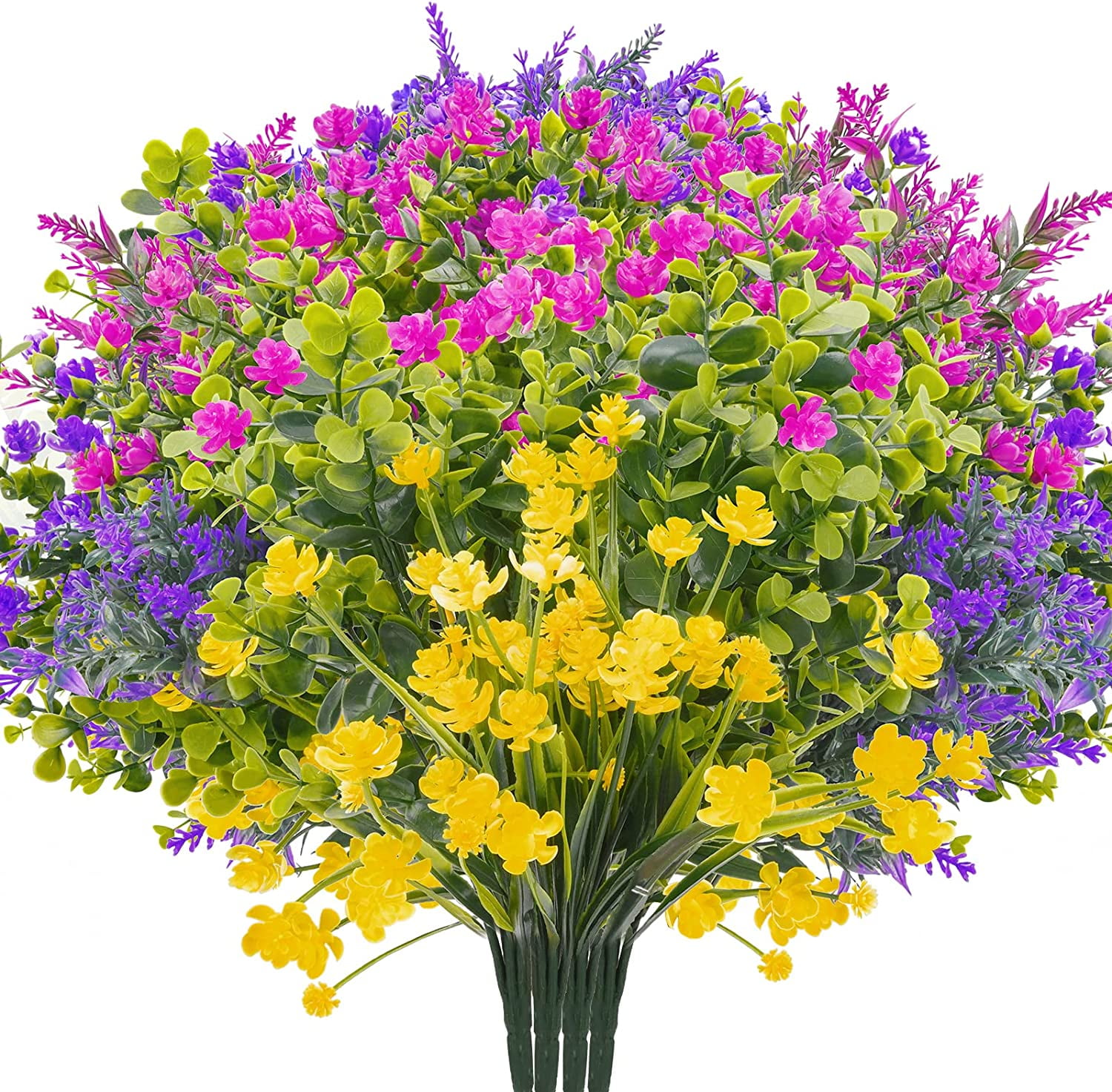 Maxkes10 Bundles Artificial Flowers for Outdoors, Artificial Plants UV ...