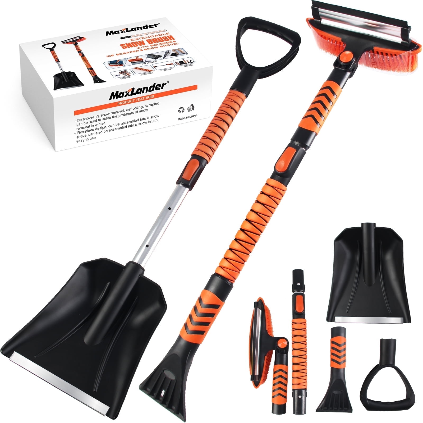 Maxlander 42"lce Scraper and Extendable Snow Brush Emergency Snow ...