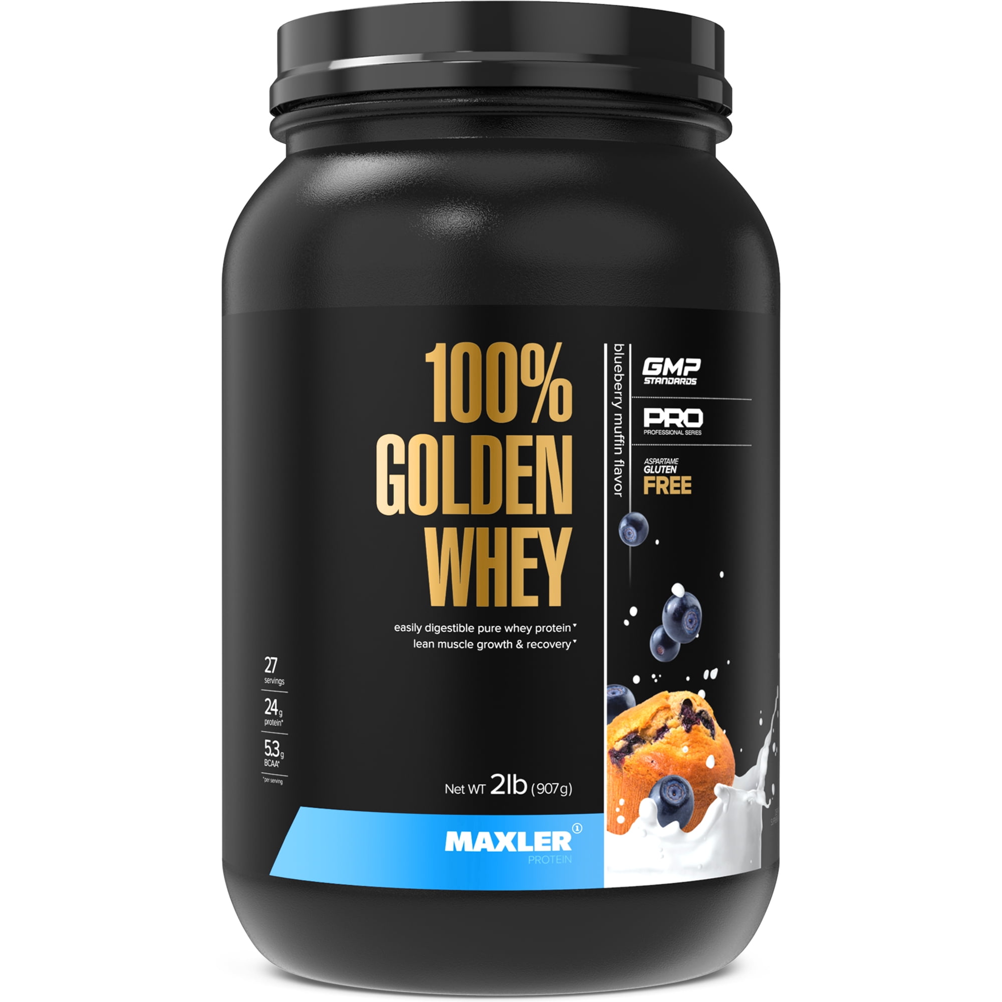 Maxler 100% Golden Whey Protein Powder - Blueberry Muffin 2 lb ...