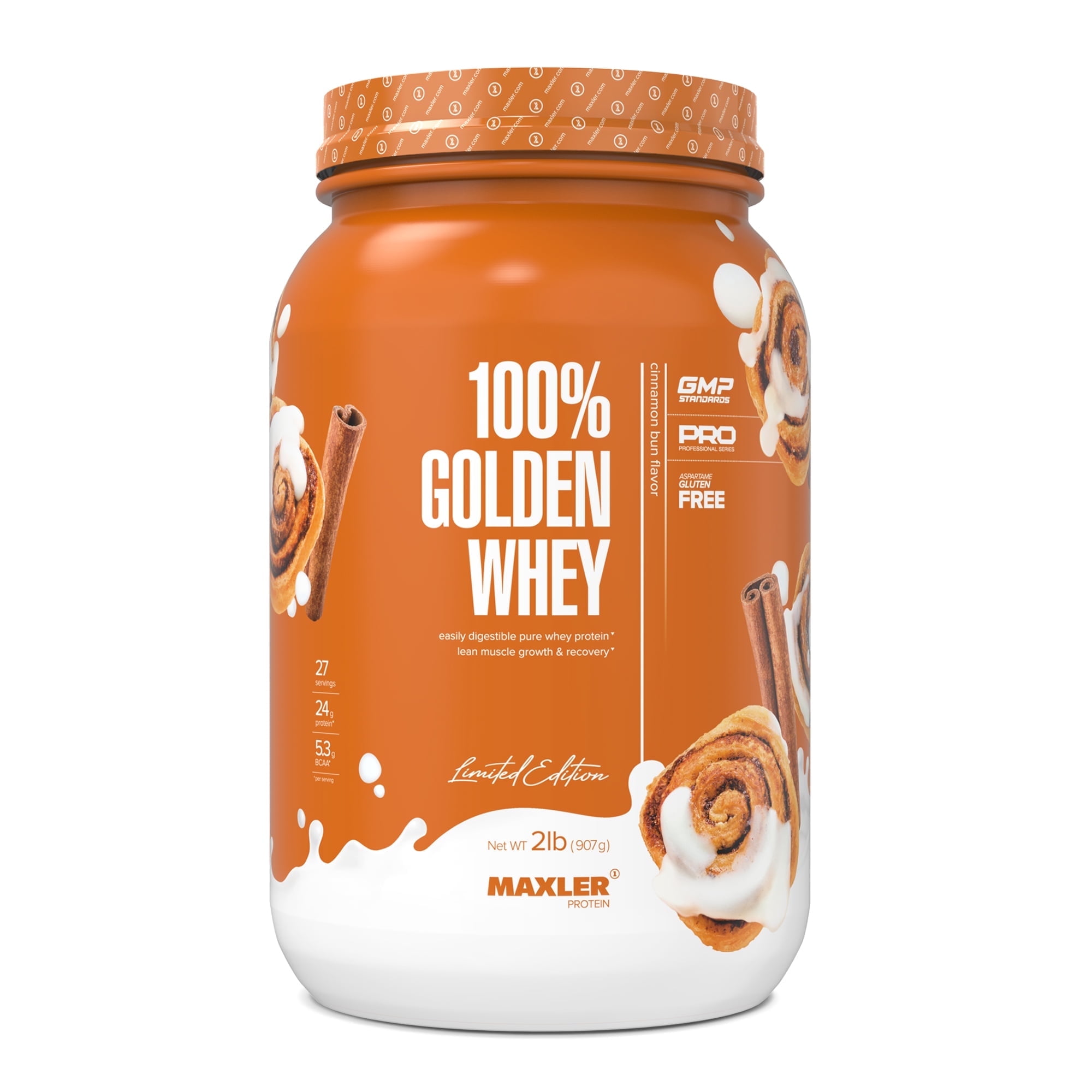 Maxler 100% Golden Whey Protein Powder - Cinnamon Bun 2 lb - Walmart.com
