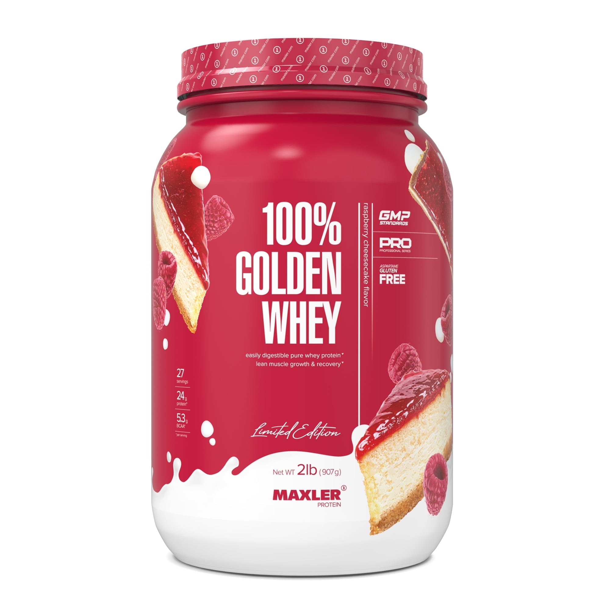 Maxler 100% Golden Whey Protein Powder, Raspberry Cheesecake Flavor, 2 ...