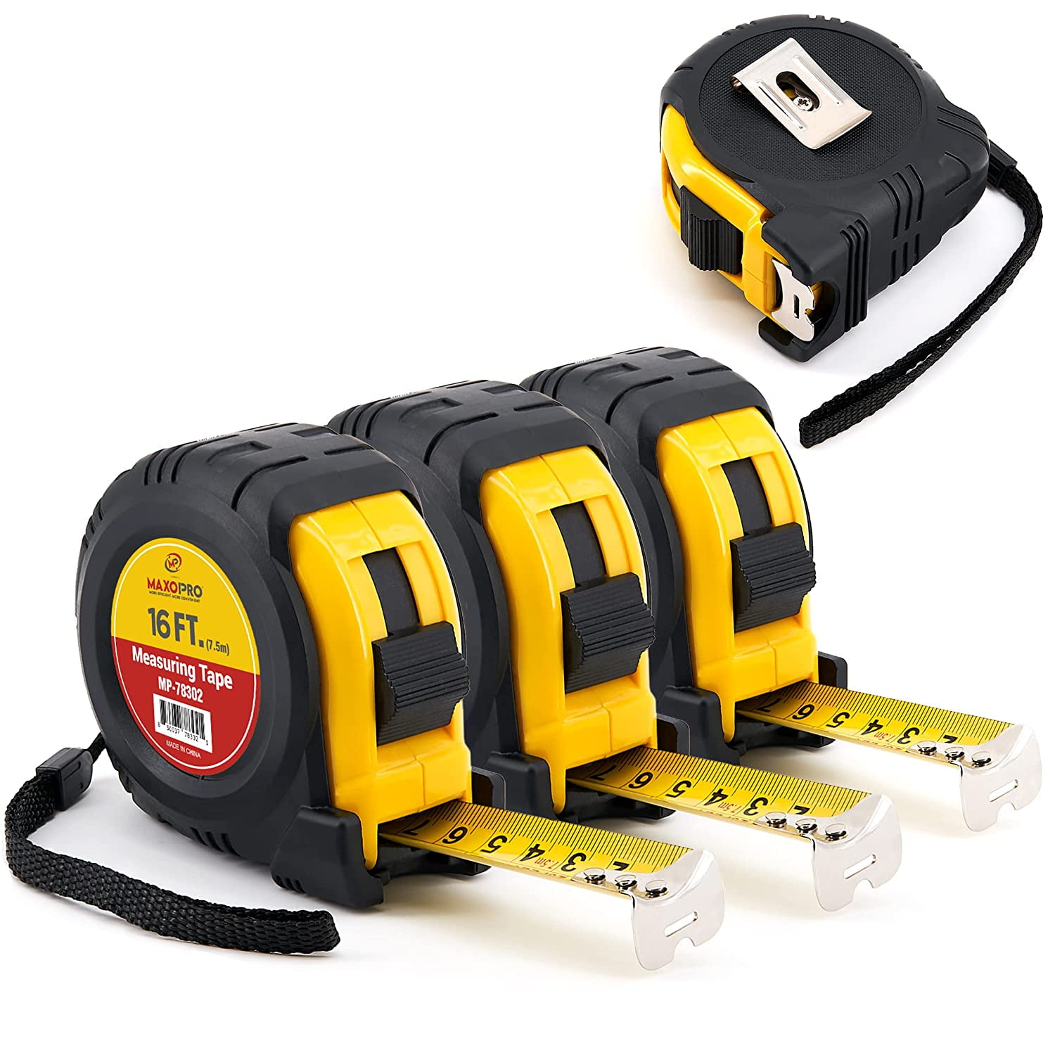 Retractable Tape Measure 16ft with Precision (1/32"/1mm) – 3 Pack Heavy ...