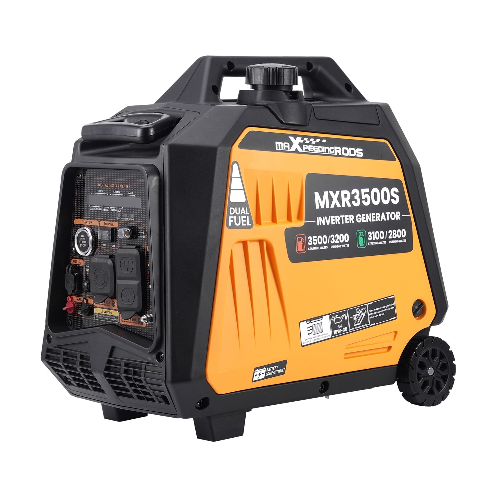 Maxpeedingrods 3500 Watt Portable Generator Inverter 3.2KW Gas/LPG Dual Fuel Electric Start for ...