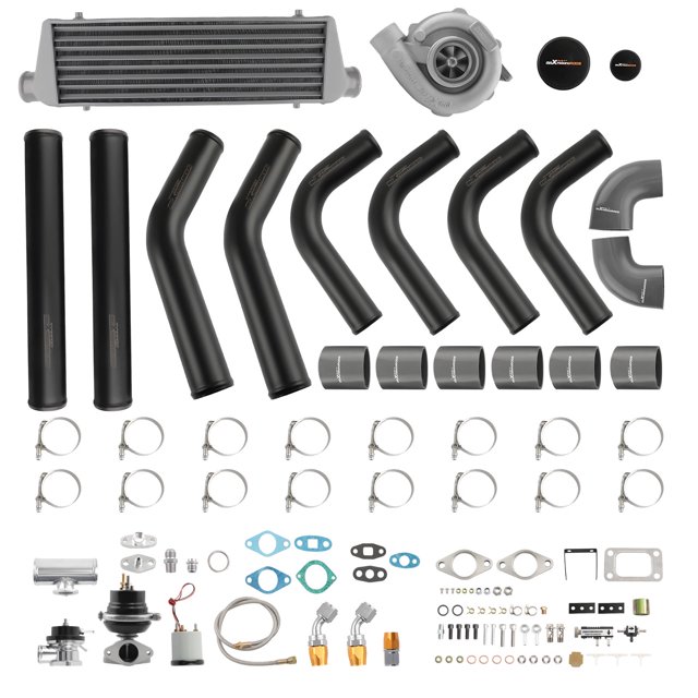 Maxpeedingrods Turbo Kit T3 T04E, 400HP with Oil Feed Line, Wastegate ...