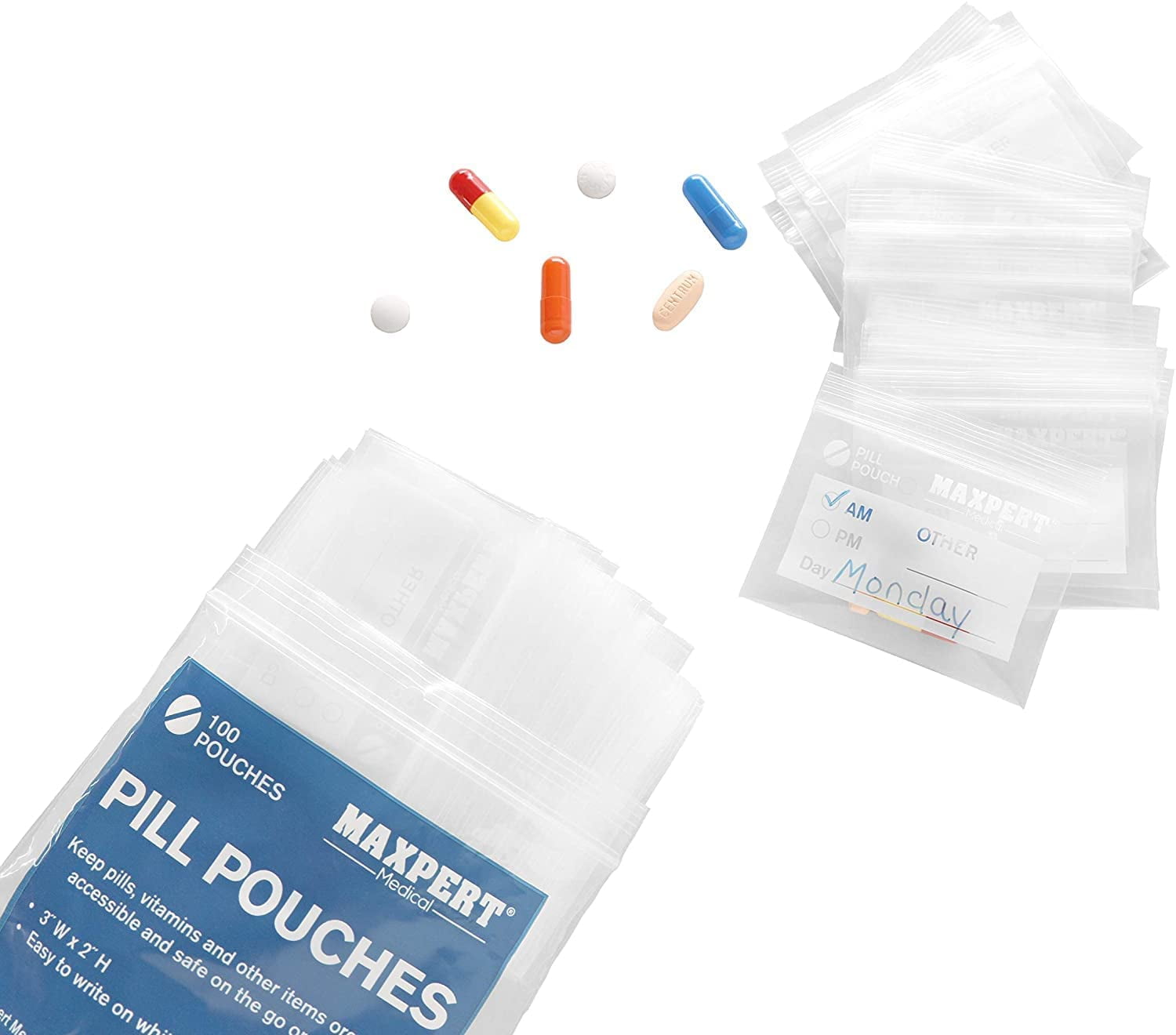 Resealable Plastic Pill Pouches, Pack of 200, 3x2 Medication Storage ...