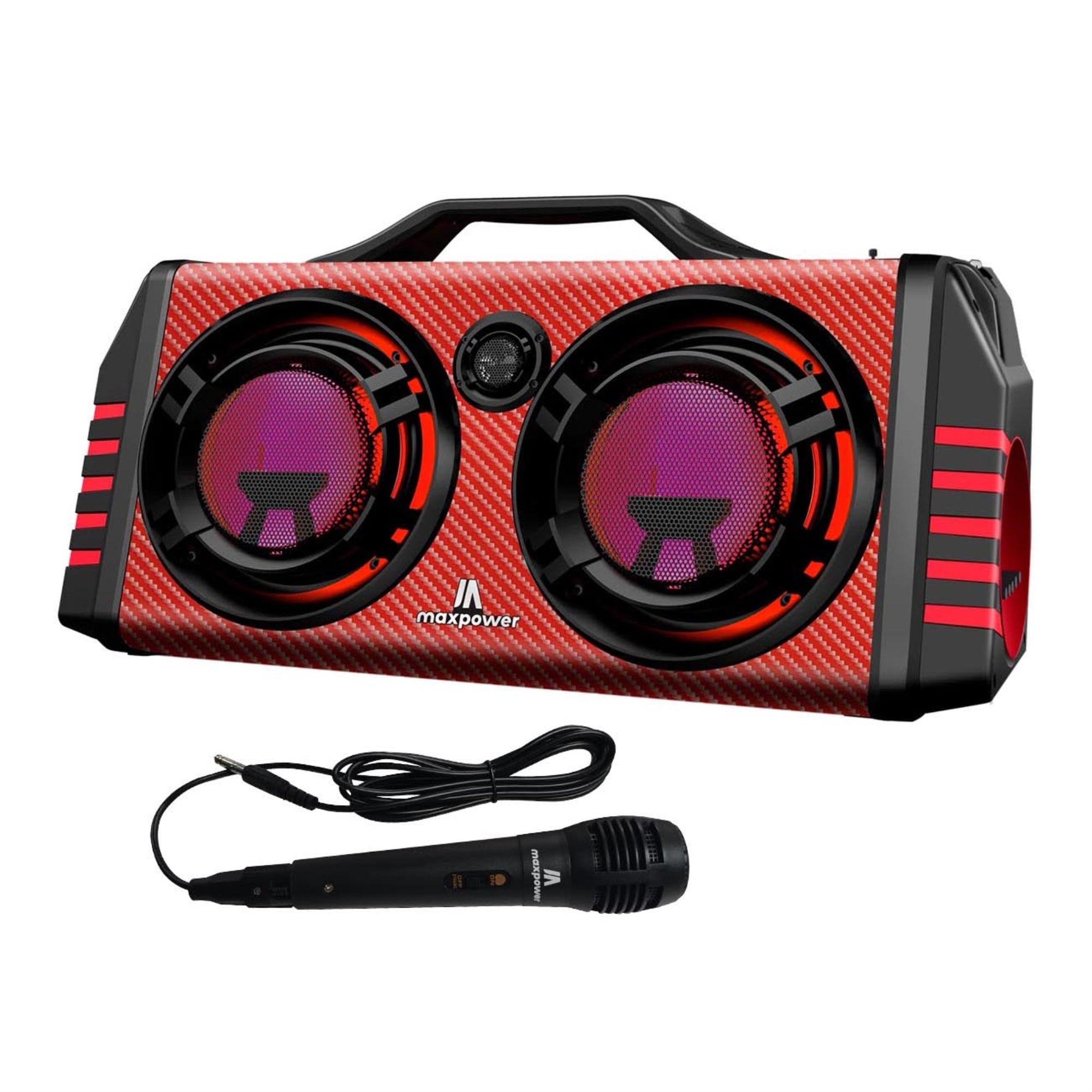 Maxpower Portable Dual 8" Karaoke Bluetooth Speaker with Flashing LED ...