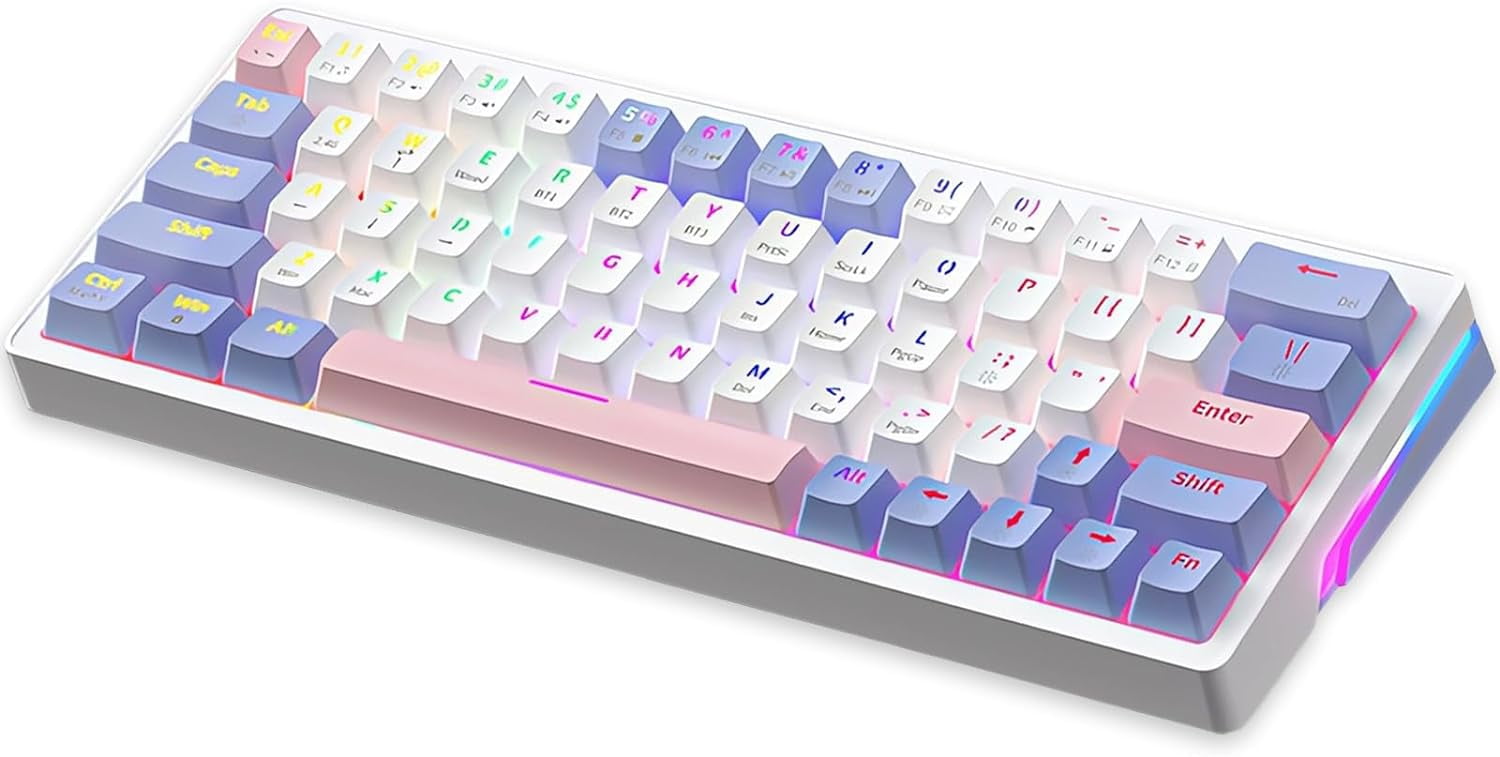 Maxspace Wireless Gaming Keyboard,Tri-Modal Office Keyboard with RGB ...