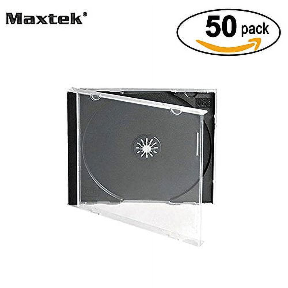 Maxtek Plastic CD/DVD Jewel Case, Standard 10.4mm, Clear, 50 Pack ...