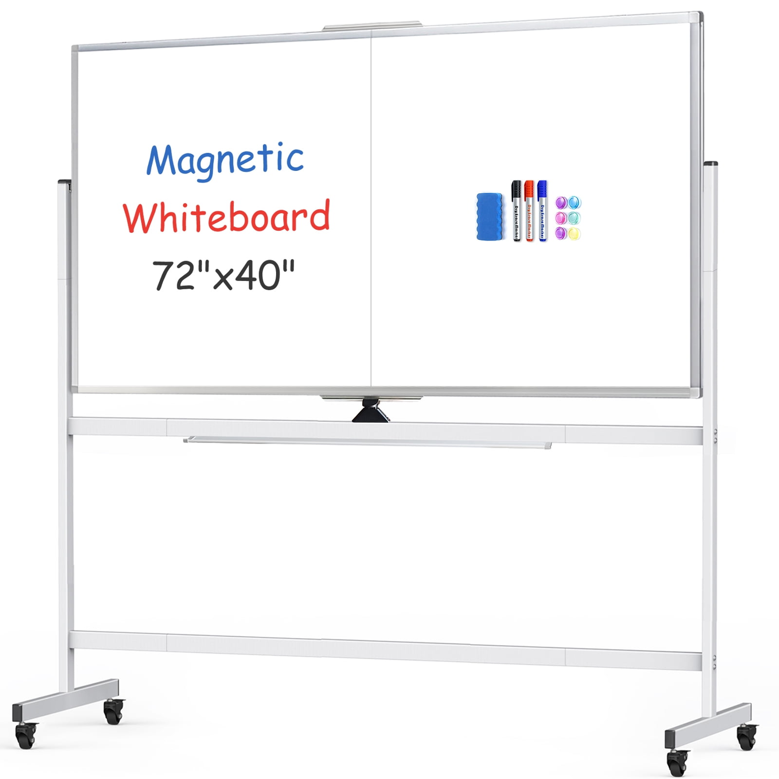 Maxtek 72"x40" Magnetic Dry Erase Board, Large Mobile Whiteboard Double ...