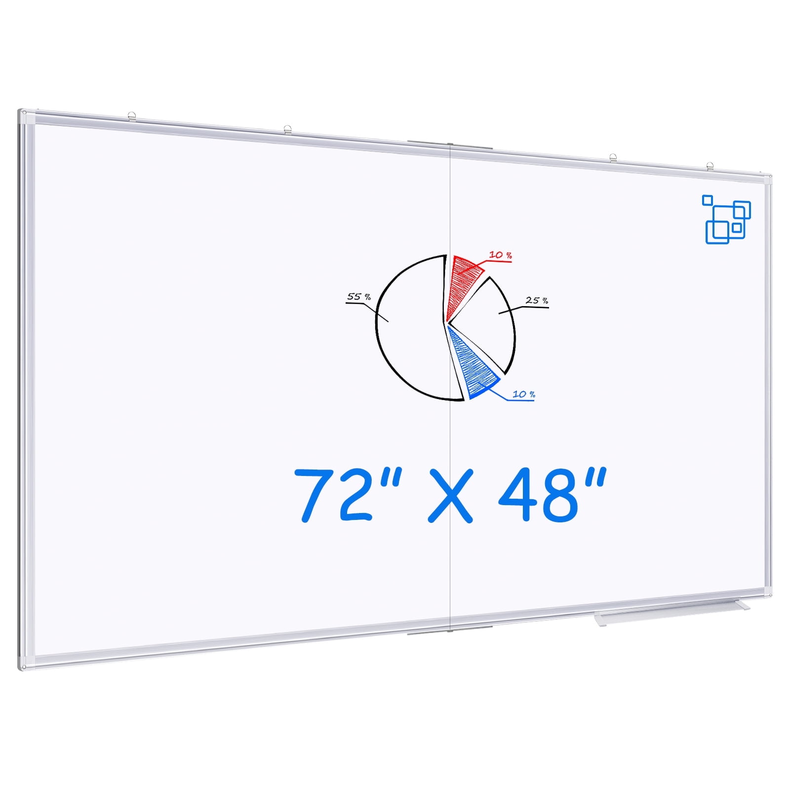 Maxtek 72 x 48 inches Magnetic Dry Erase Board, 6' x 4' Wall-Mounted ...