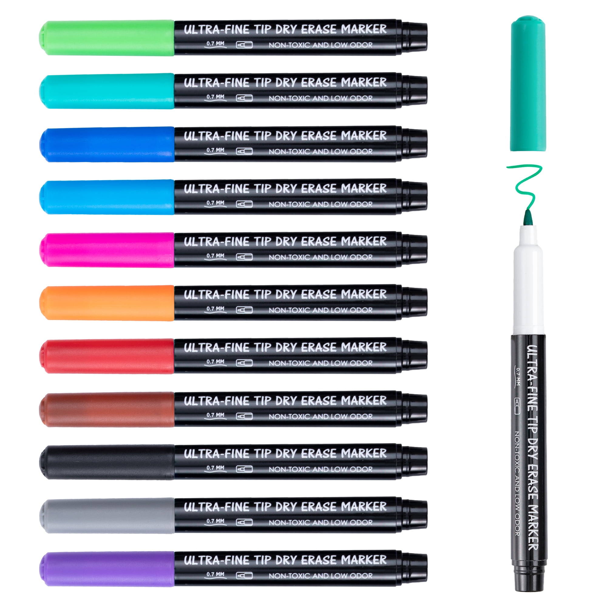 Maxtek Writing Colored Thin Tip Dry Erase Markers, Assorted Colors, Low ...