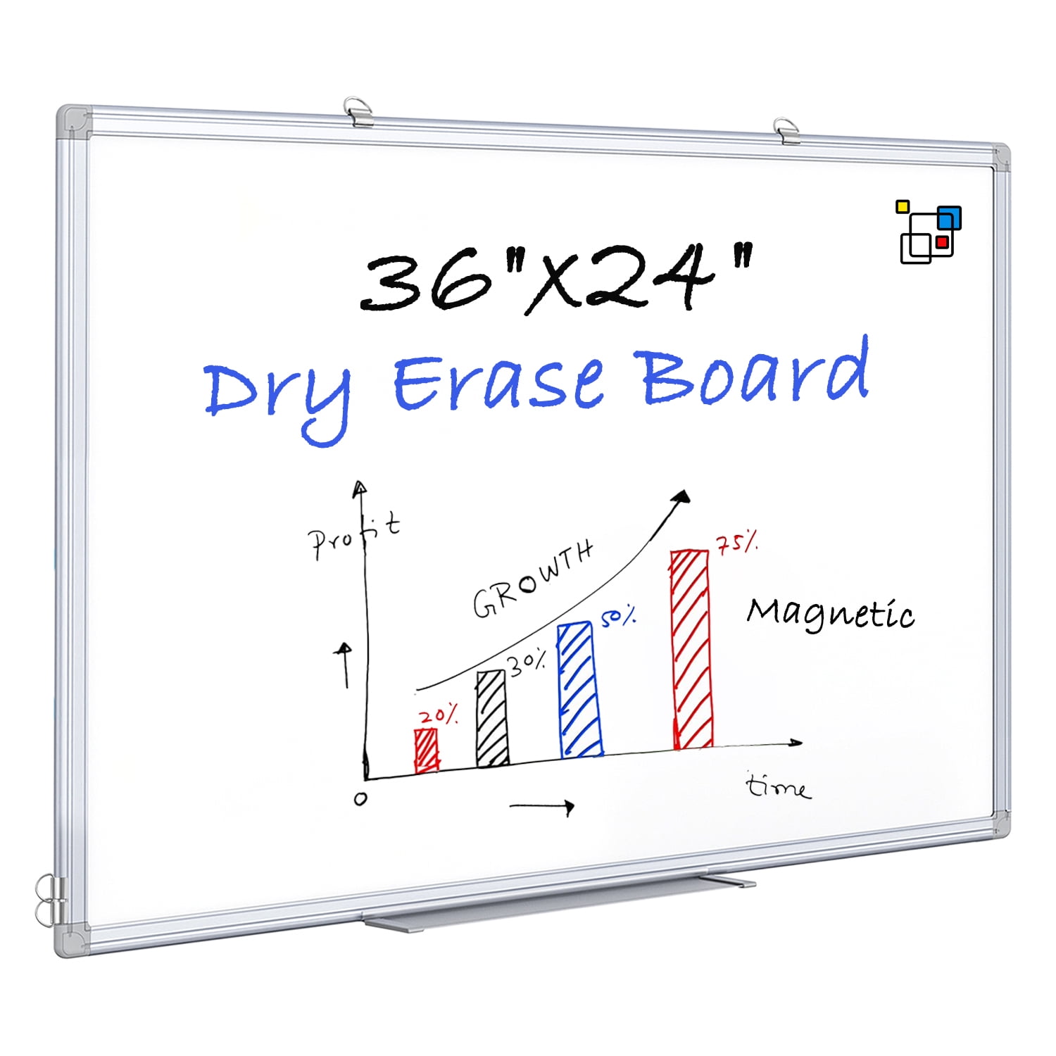 Maxtek 36x24 Magnetic Dry Erase Board, Wall Hanging Whiteboard with Pen ...