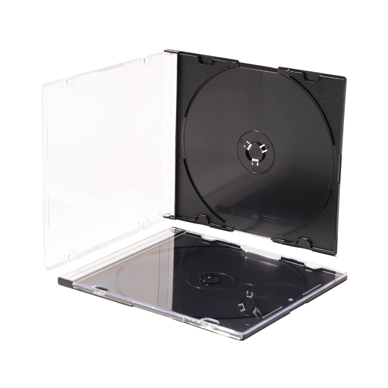 Maxtek Ultra Thin 5.2mm Slim Clear CD Jewel Case with Built in Black ...