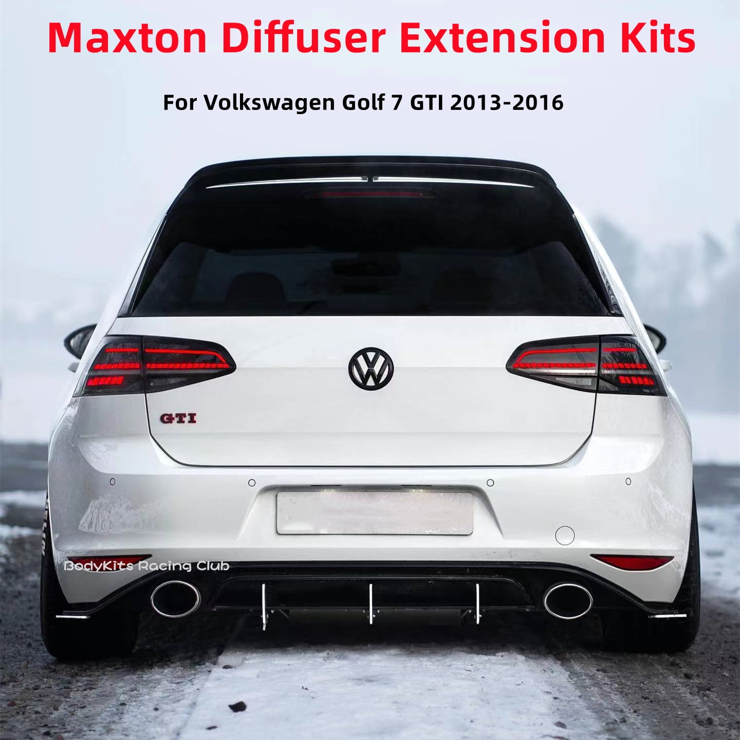 Maxton Style Rear Bumper Diffuser, Gloss Black Extension Skirt ...