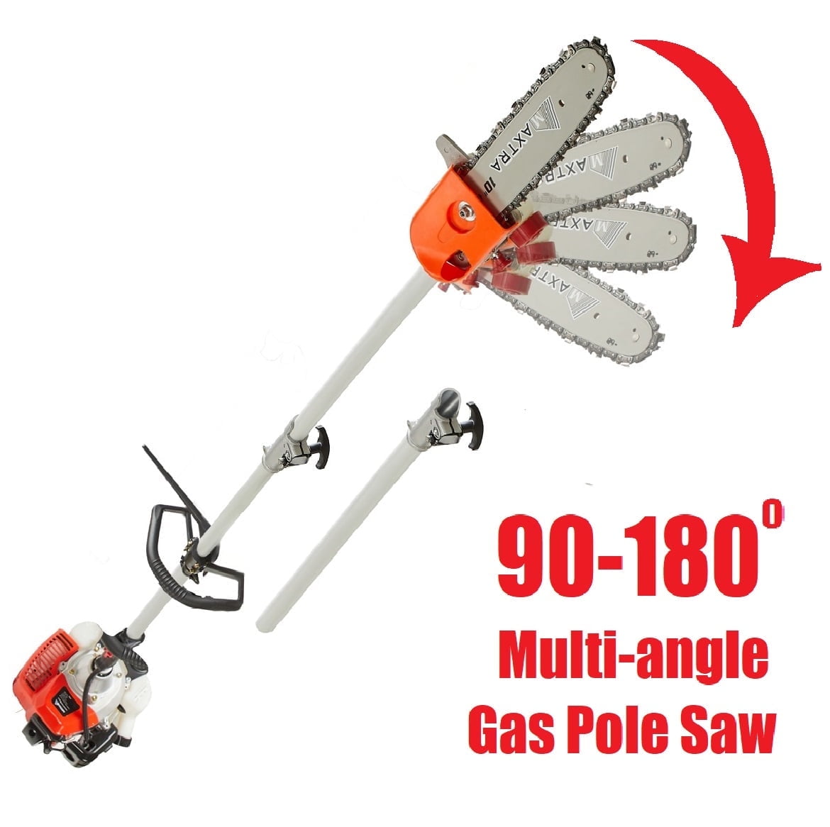 Maxtra Gas Powered Extendable Chainsaw Trimmer, 90-180° Rotatable, 16ft ...