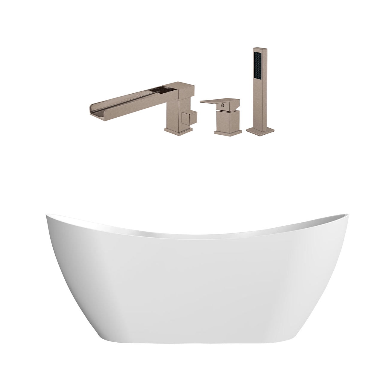 Maxwell 71 Inch Acrylic Double Slipper Freestanding Tub Package ...