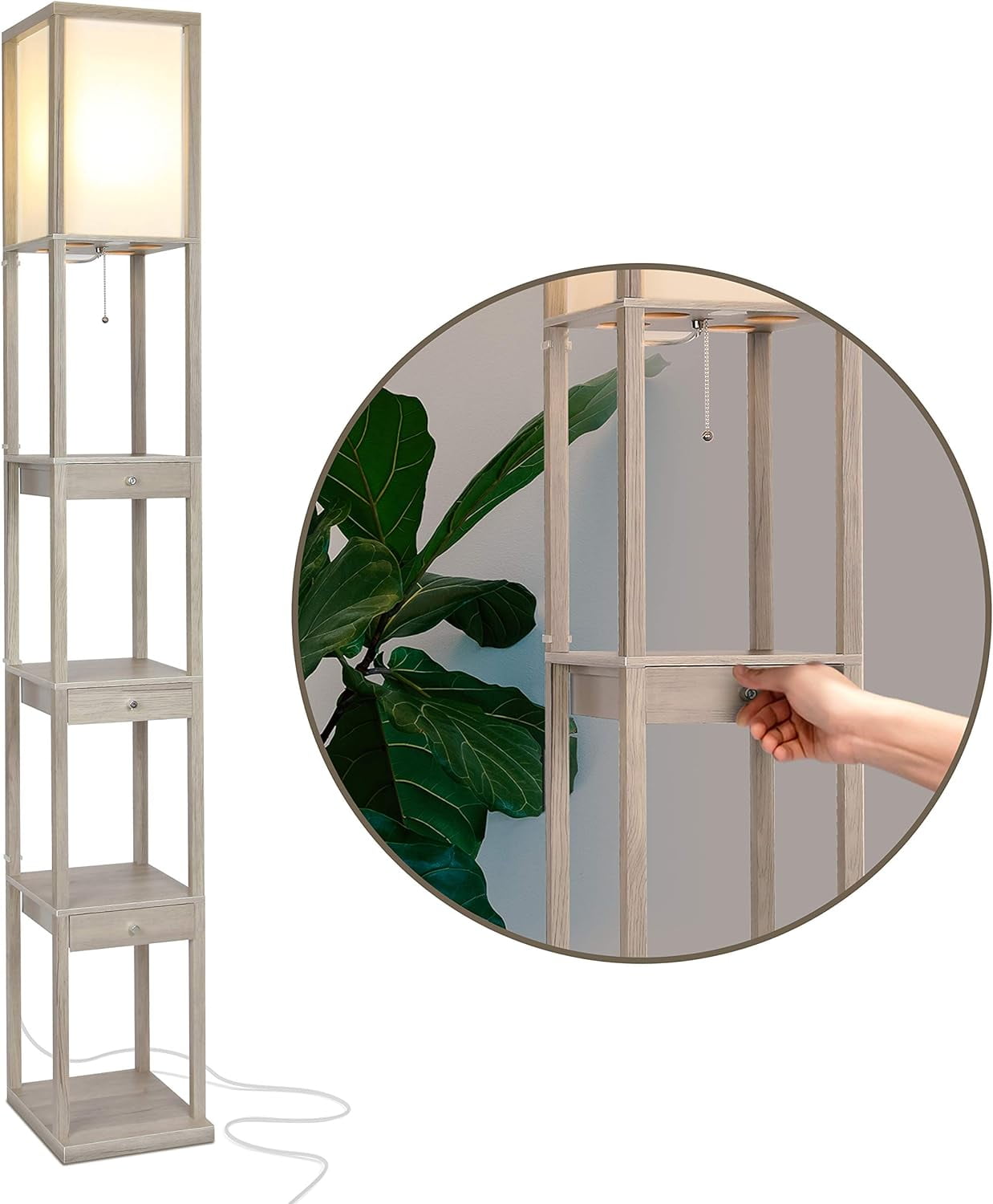 Maxwell Drawer Edition - Modern Floor Lamp with Shelf and Drawer ...