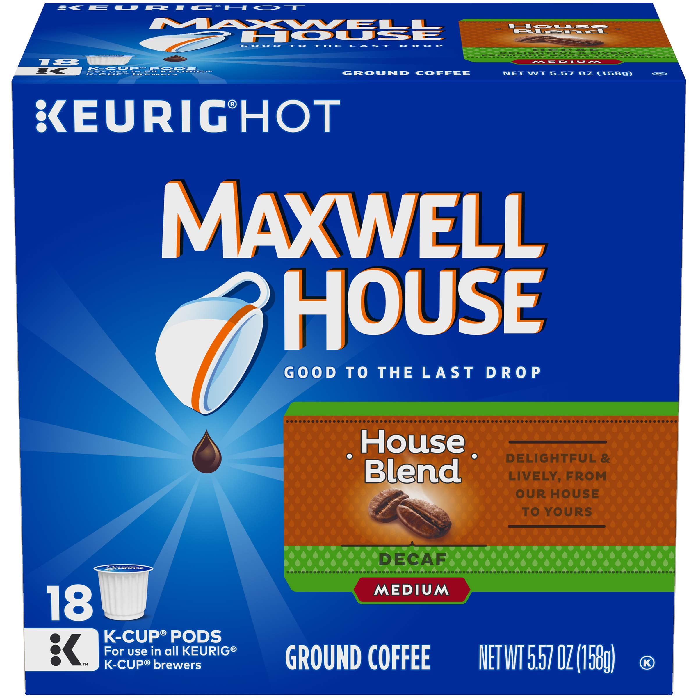 Maxwell House Decaf House Blend Medium Roast K-Cup Coffee Pods (18 Pods). - Walmart.com