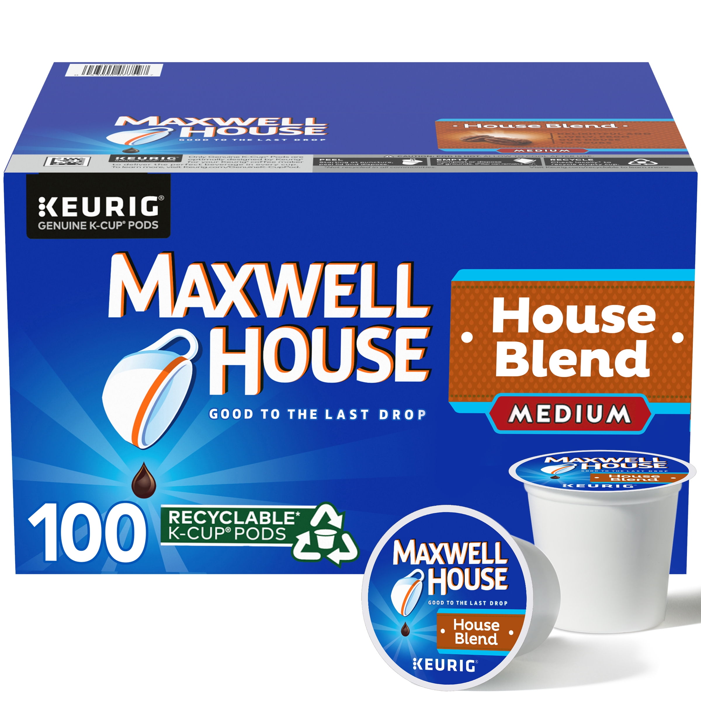 Maxwell House, House Blend Medium Roast Coffee Pods, 100 ct, Kosher ...