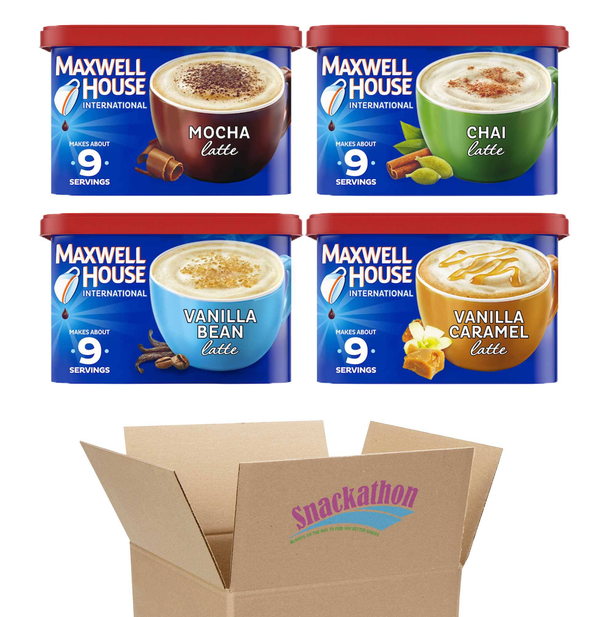 Maxwell House Instant Coffee Variety Pack, 4 Latte flavors (Mocha, Chai ...