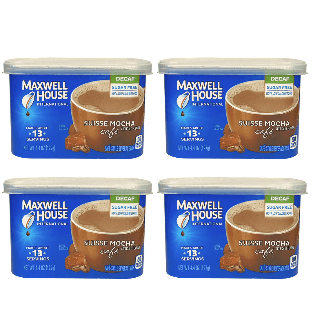 Maxwell House Decaf Instant Coffee, Suisse Mocha, Medium Roast, 4.4 oz, 4 Pack - Walmart.com