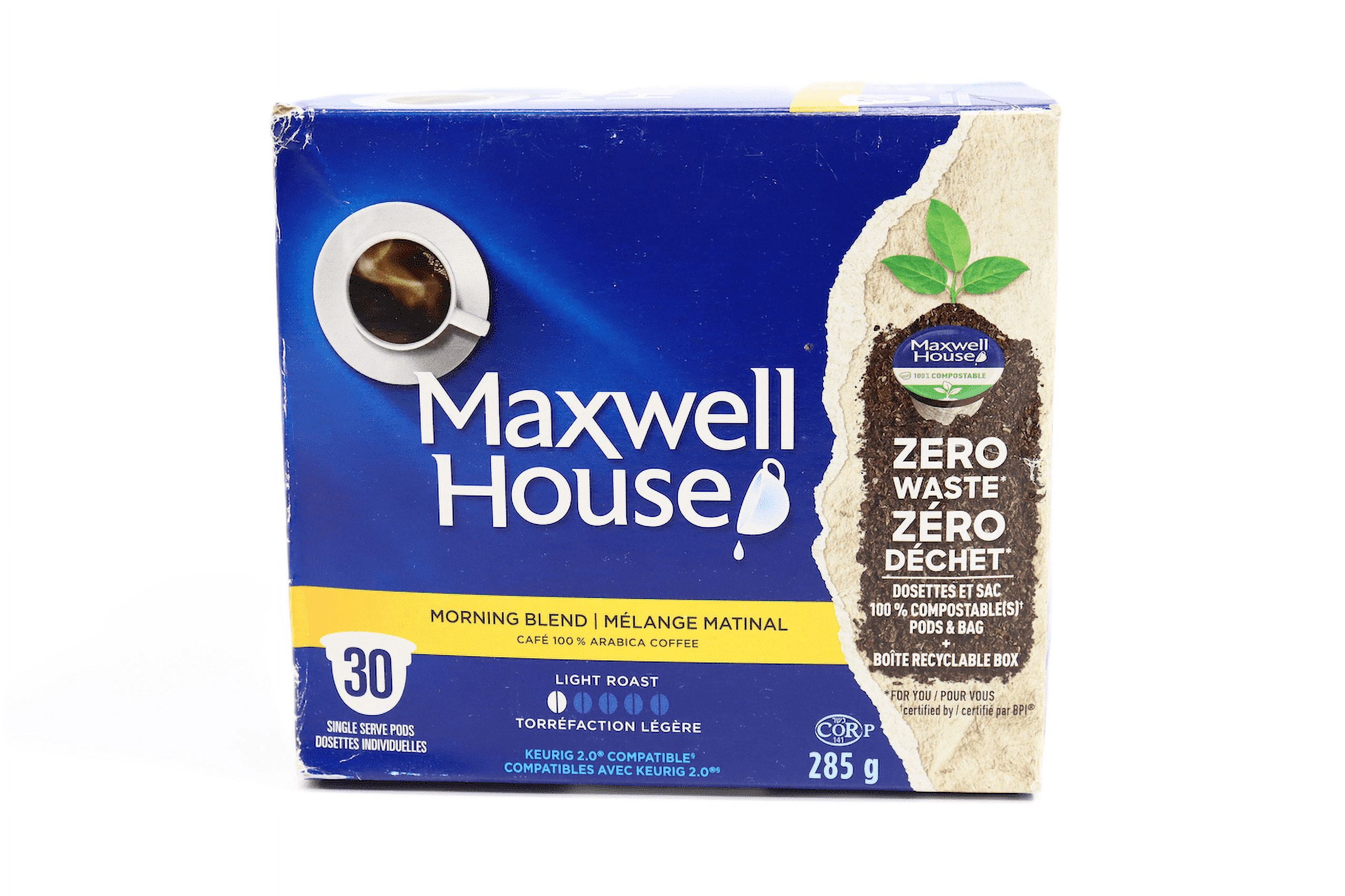 Maxwell House Morning Blend Coffee 100% Compostable Pods, 30 Pods ...
