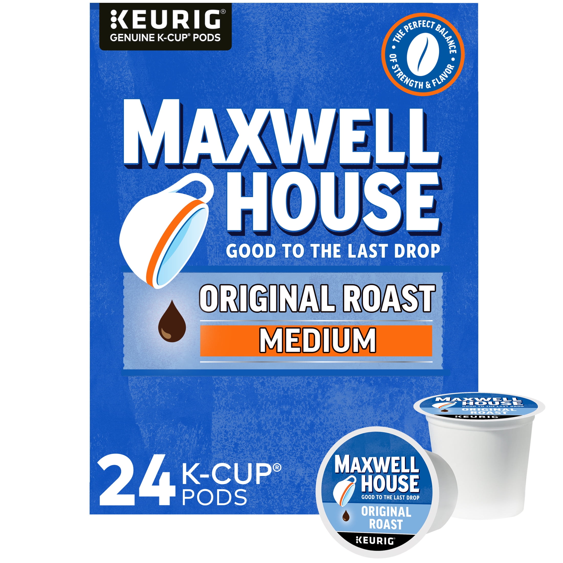 Maxwell House Original Roast Ground Coffee K-Cup Pods, Caffeinated, 24 ...