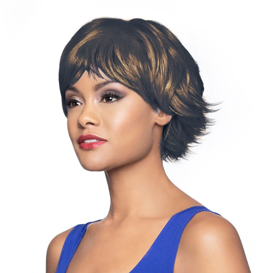 Maxwigs Ingrid Color F1B/30 - 7" Textured Flip Swept Bangs Chin Length ...