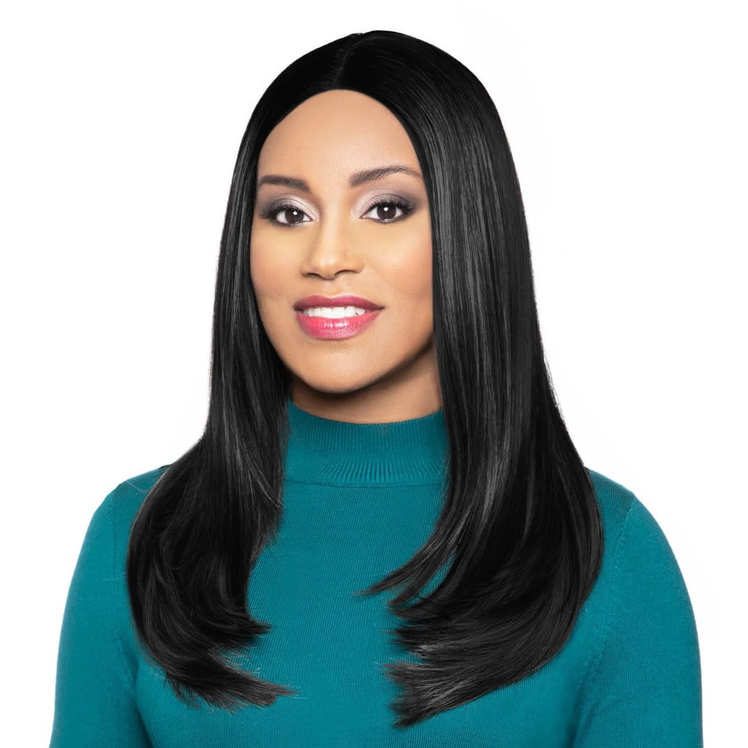 Maxwigs Pink Wig Color 1 Black - 22" Long Straight Ultra Lace Front T ...