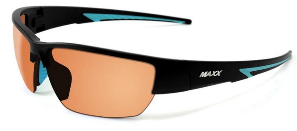Maxx 7 High Definition Golf Sunglasses, Black/Blue Frame/ Amber Lens ...