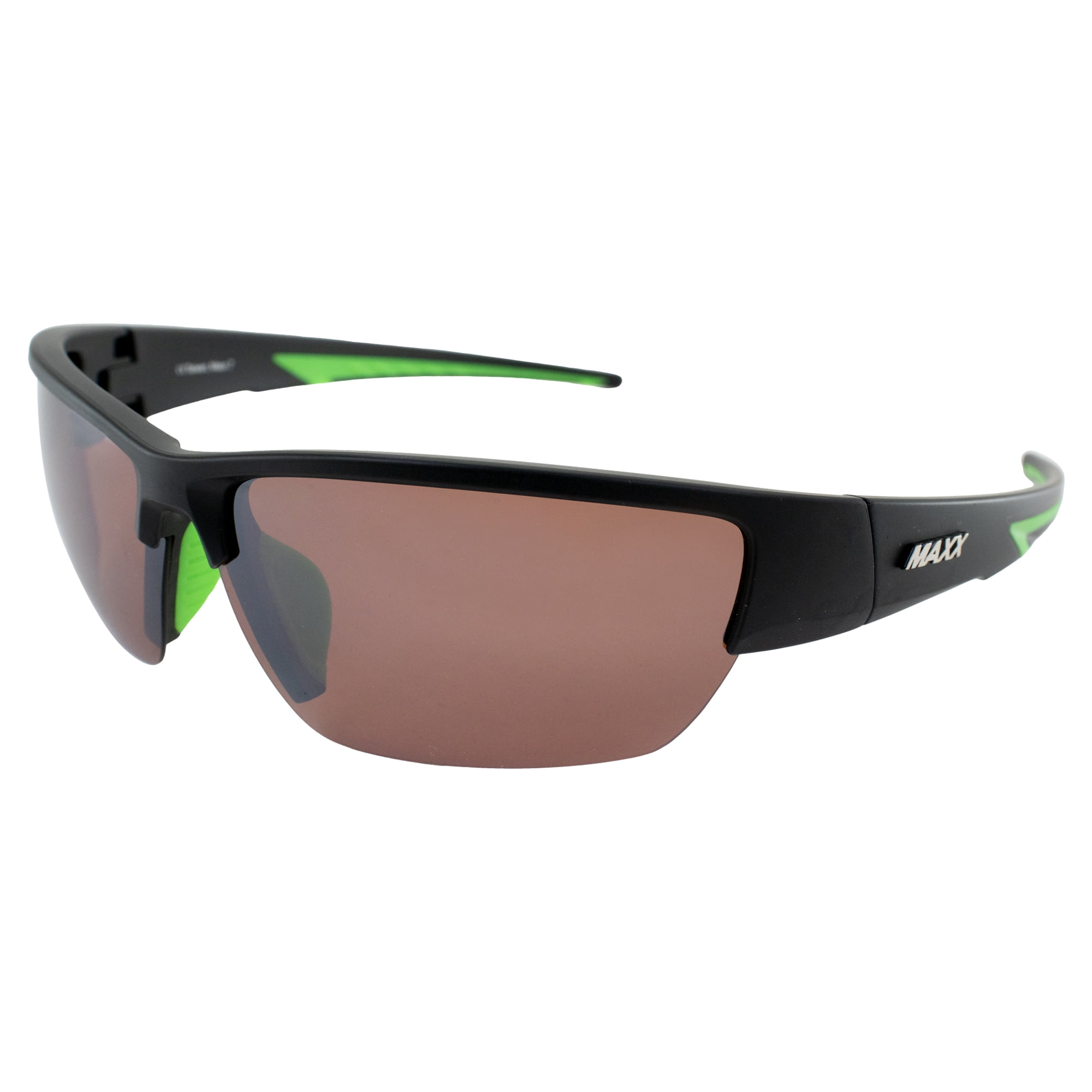 Maxx 7 High Definition Golf Sunglasses, Black/Green Frame/ Amber Lens ...