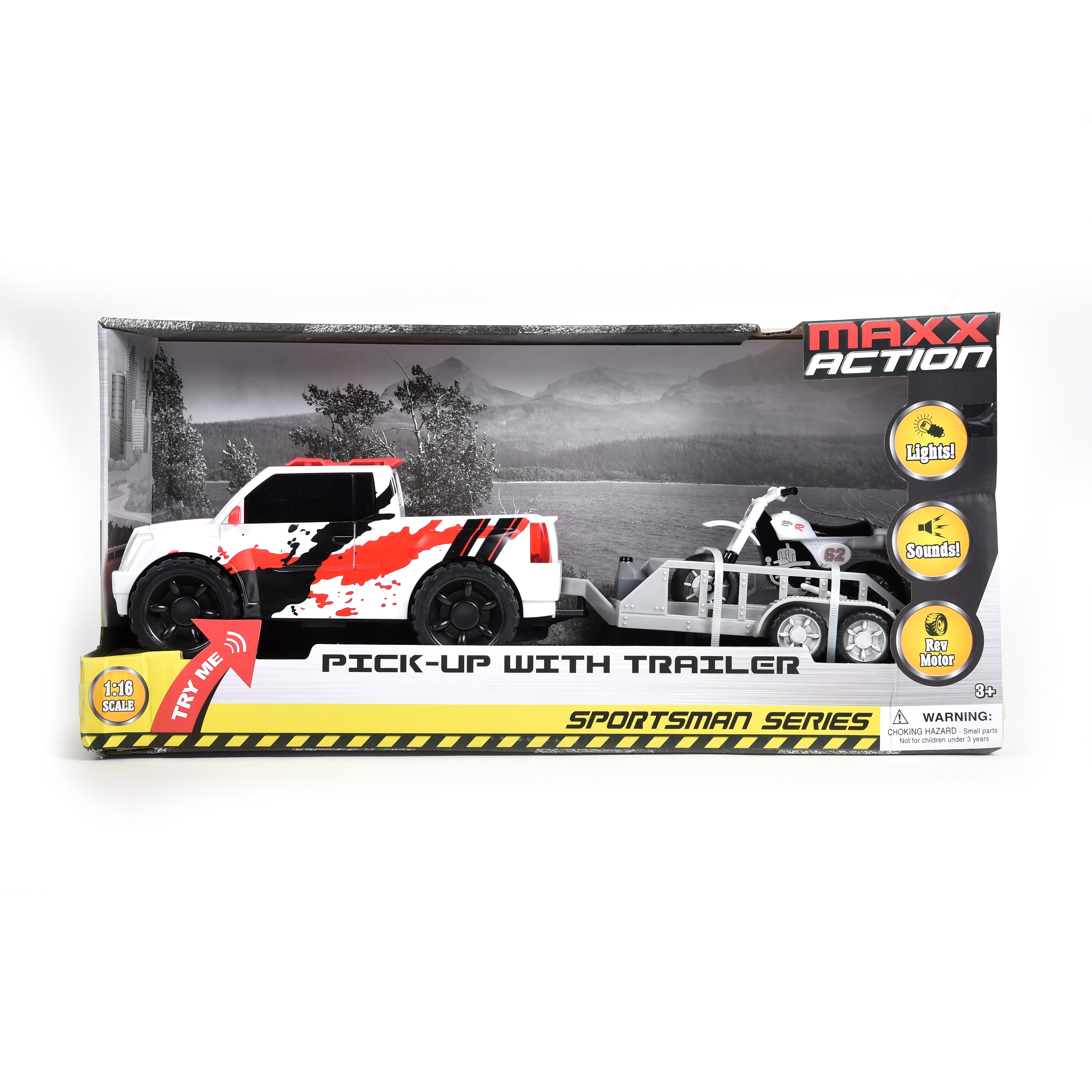 Maxx Action Sportsman Pickup Truck Rescue Trailer - 1:16 Scale with ...