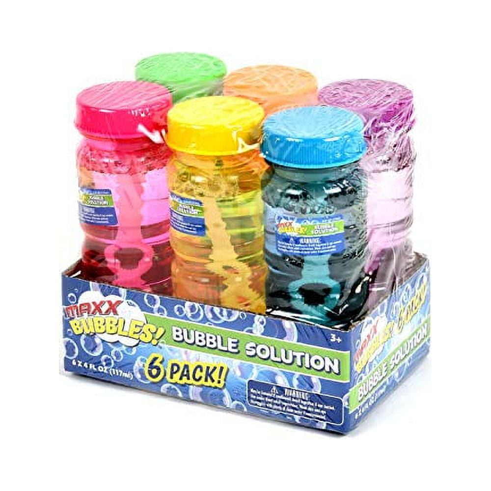 Maxx Bubbles 6 Pack Bubble Solution, 4oz Bubble Blower Bottles with 6-Hole Wand - Walmart.com