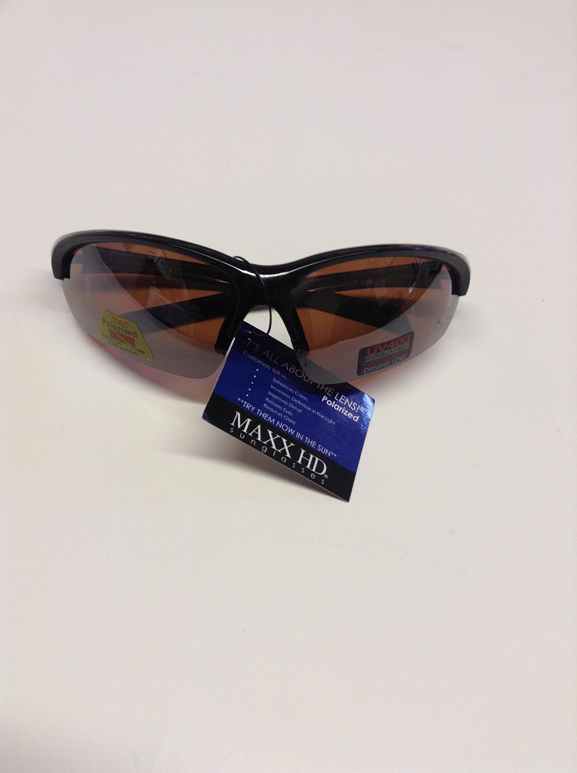 Maxx HD Domain Golf Sport Sunglasses with Polarized Amber Lenses, Black ...