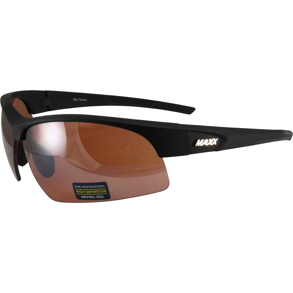 Maxx Stingray Motorcycle Riding Sunglasses TR90 Black Frame w/ HD Amber ...
