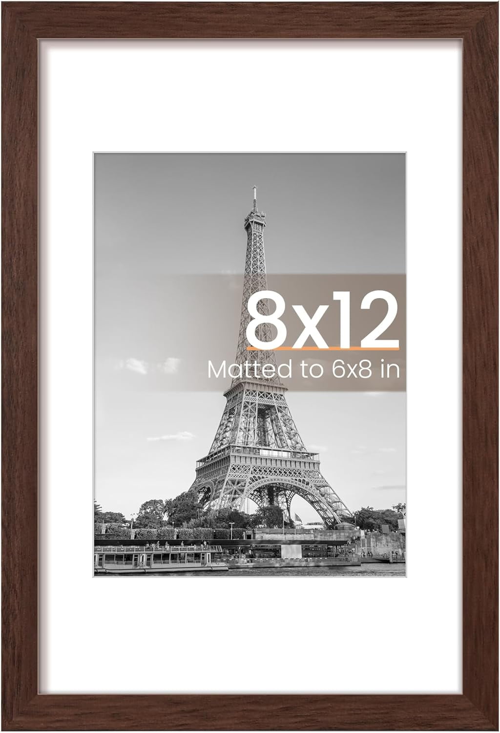 MaxxMarket 8x12 Picture Frame, Display Pictures 6x8 with Mat or 8x12 ...