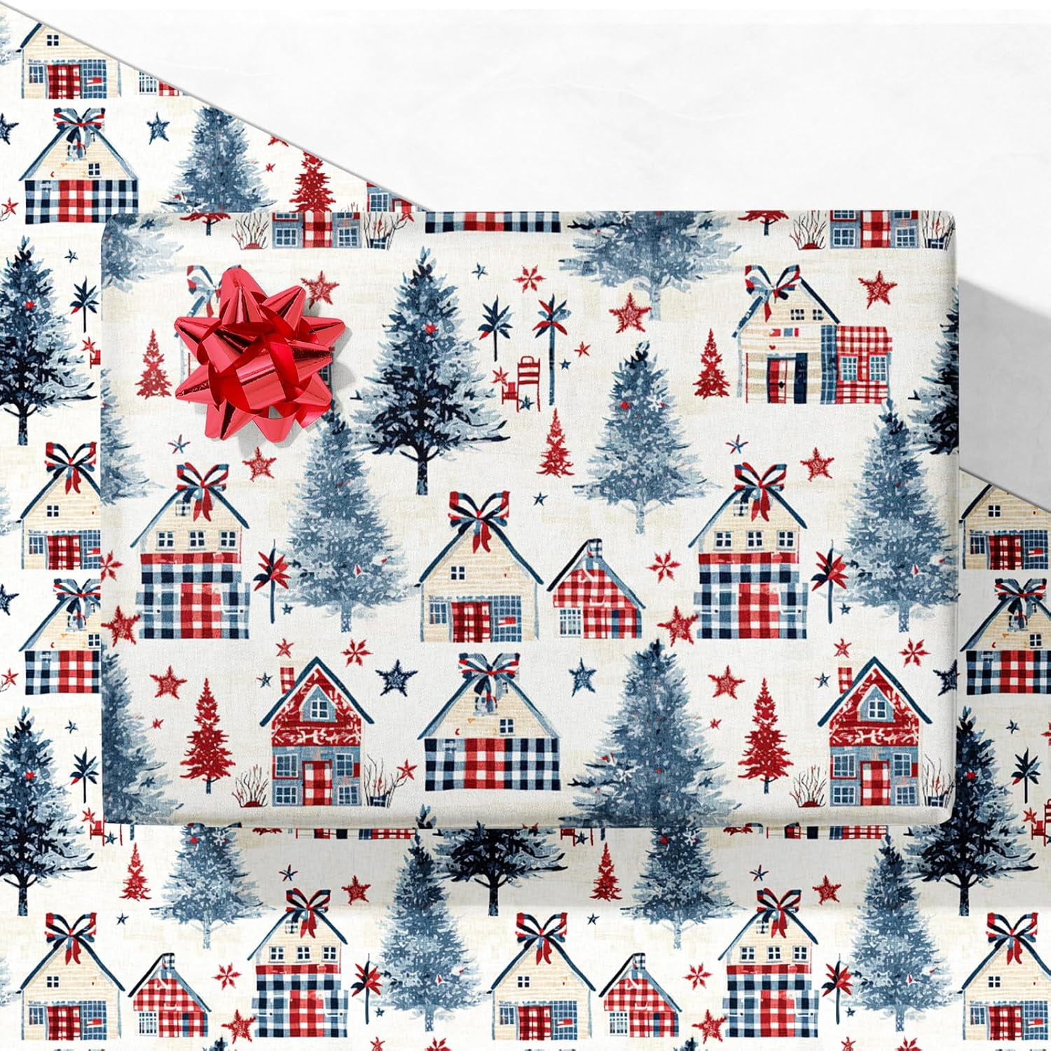 MaxxMarket Rustic Christmas Wrapping Paper for Kids Adults - Vintage ...